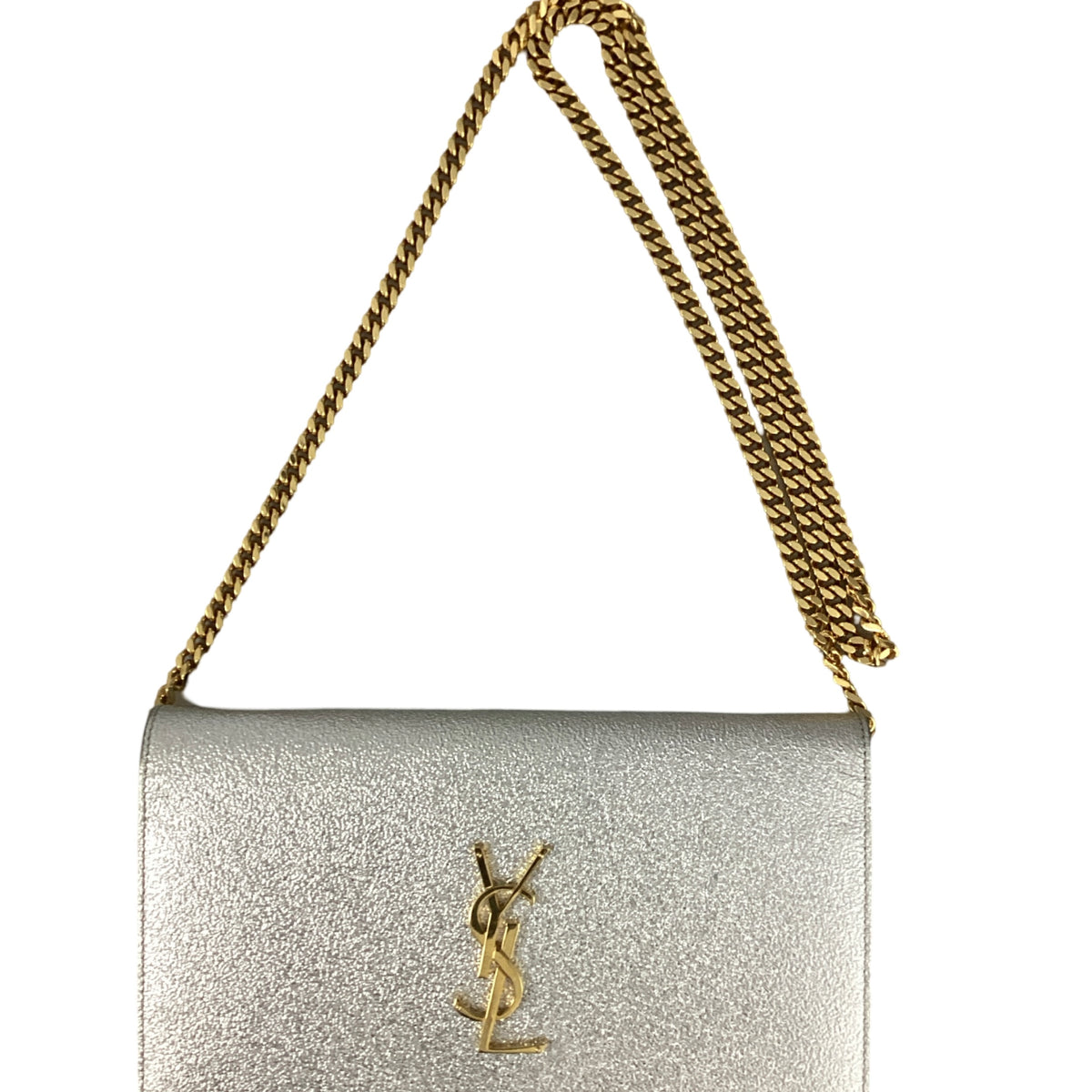 Yves Saint Laurent (YSL) Metallic Leather Classic Monogram Wallet on C ...